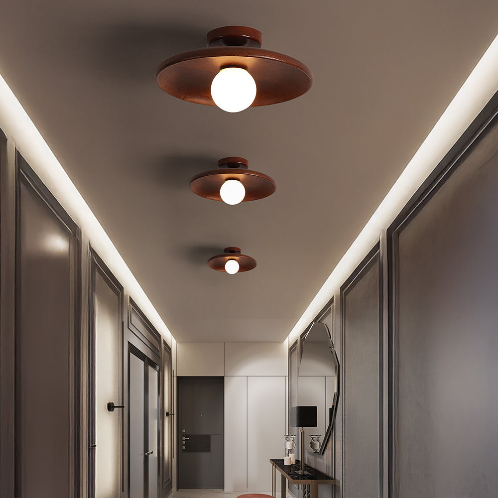 Gleamlamp Ceiling Light Nordic Round Wood Hallway Ceiling Light ...